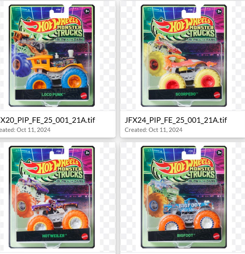 Hot Wheels: Monster Trucks - 1:64 Scale - Glow In The Dark - Asst. Sty ...